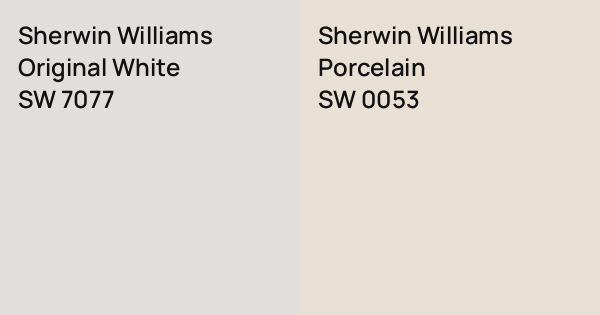 Sherwin Williams Original White vs. Sherwin Williams Porcelain comparison