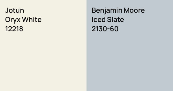 Jotun Oryx White vs. Benjamin Moore Iced Slate comparison