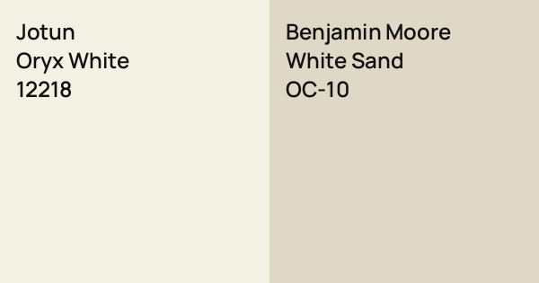 Jotun Oryx White vs. Benjamin Moore White Sand comparison