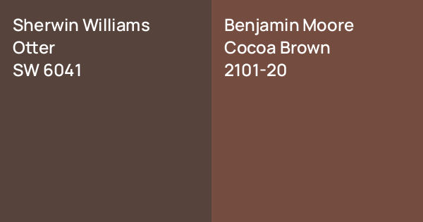 Sherwin Williams Otter vs. Benjamin Moore Cocoa Brown comparison