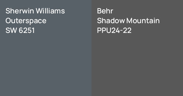 Sherwin Williams Outerspace vs. Behr Shadow Mountain comparison