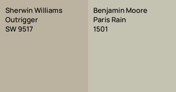 Sherwin Williams Outrigger vs. Benjamin Moore Paris Rain comparison