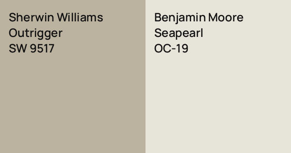 Sherwin Williams Outrigger vs. Benjamin Moore Seapearl comparison