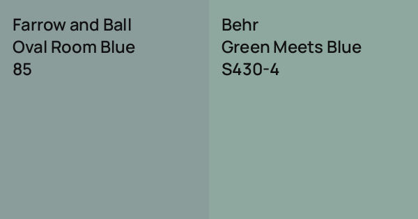 Farrow and Ball Oval Room Blue vs. Behr Green Meets Blue comparison