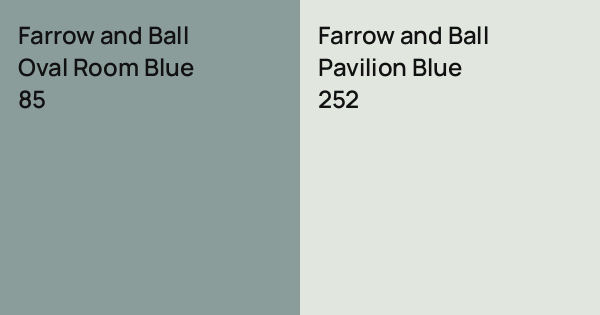 Farrow and Ball Oval Room Blue vs. Farrow and Ball Pavilion Blue comparison