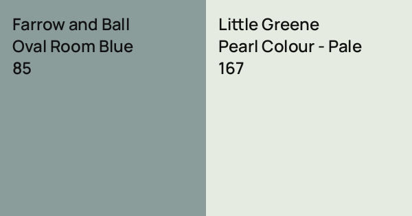 Farrow and Ball Oval Room Blue vs. Little Greene Pearl Colour - Pale ...