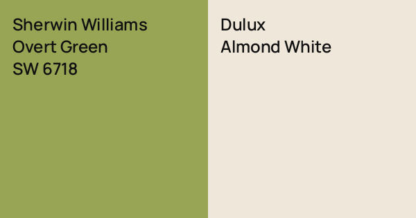 Sherwin Williams Overt Green vs. Dulux Almond White comparison