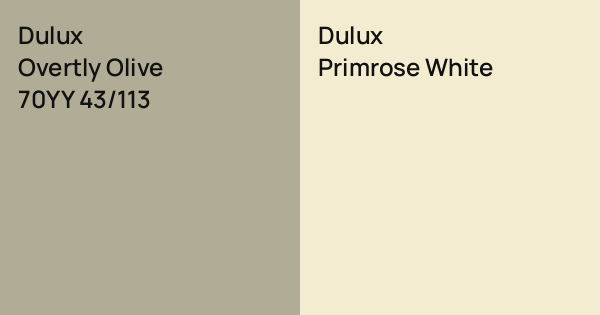 Dulux Overtly Olive vs. Dulux Primrose White comparison