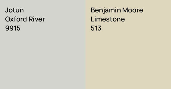 Jotun Oxford River vs. Benjamin Moore Limestone comparison