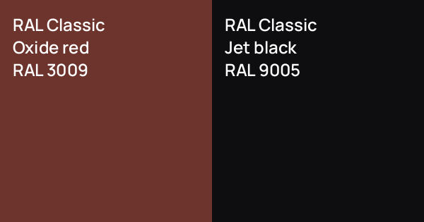 RAL Classic Oxide red vs. RAL Classic Jet black comparison