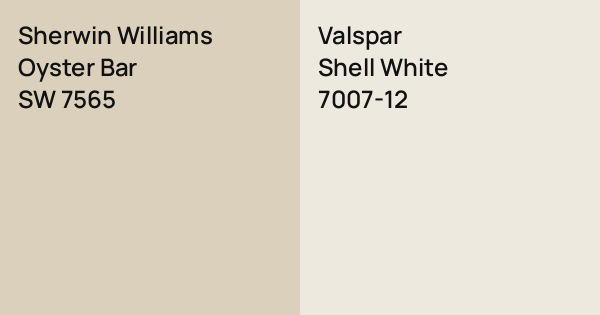 Sherwin Williams Oyster Bar vs. Valspar Shell White comparison