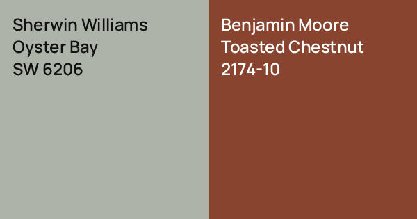 Sherwin Williams Oyster Bay vs. Benjamin Moore Toasted Chestnut comparison