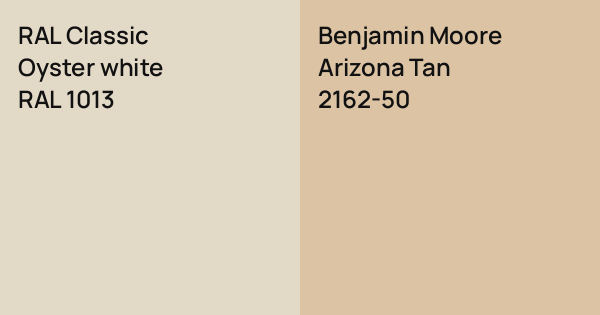 RAL Classic Oyster white vs. Benjamin Moore Arizona Tan comparison