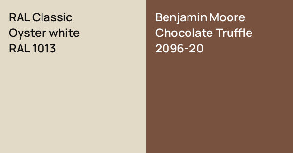 RAL Classic Oyster white vs. Benjamin Moore Chocolate Truffle comparison