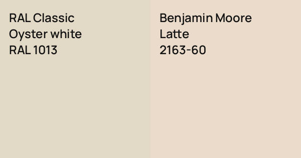 RAL Classic Oyster white vs. Benjamin Moore Latte comparison