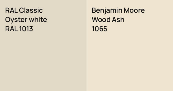 RAL Classic Oyster white vs. Benjamin Moore Wood Ash comparison
