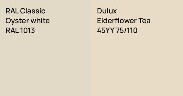 RAL Classic Oyster white vs. Dulux Elderflower Tea comparison