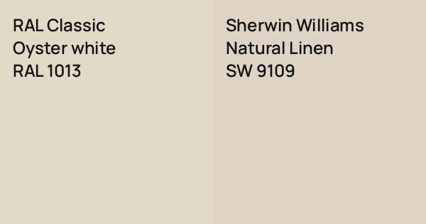 RAL Classic Oyster white vs. Sherwin Williams Natural Linen comparison