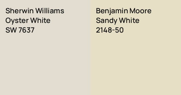 Sherwin Williams Oyster White vs. Benjamin Moore Sandy White comparison