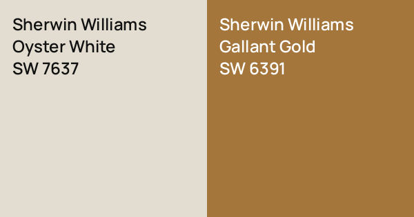 Sherwin Williams Oyster White vs. Sherwin Williams Gallant Gold comparison