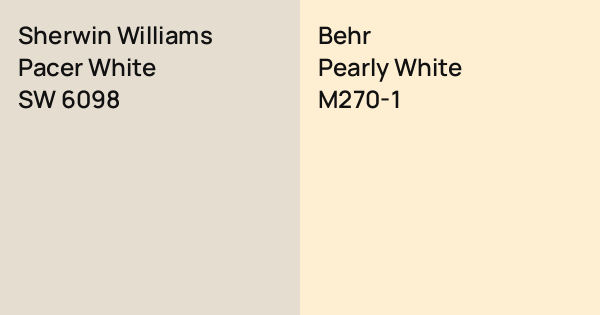 Sherwin Williams Pacer White vs. Behr Pearly White comparison