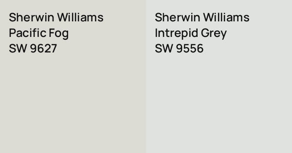 Sherwin Williams Pacific Fog vs. Sherwin Williams Intrepid Grey comparison