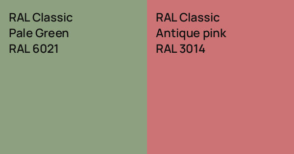 RAL Classic Pale Green vs. RAL Classic Antique pink comparison