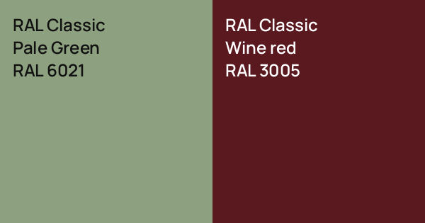 RAL Classic Pale Green vs. RAL Classic Wine red comparison