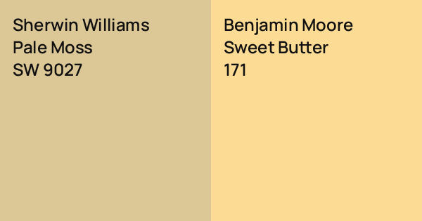 Sherwin Williams Pale Moss vs. Benjamin Moore Sweet Butter comparison