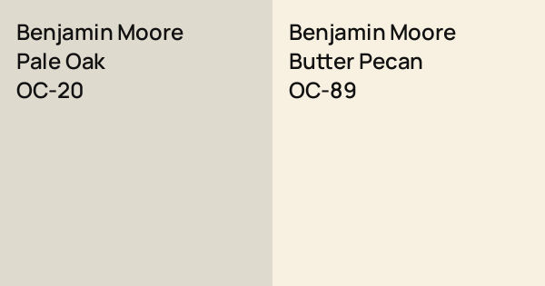 Benjamin Moore Pale Oak vs. Benjamin Moore Butter Pecan comparison