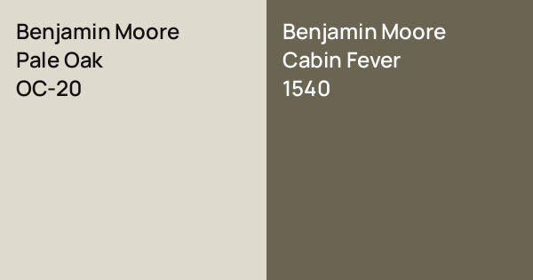 Benjamin Moore Pale Oak vs. Benjamin Moore Cabin Fever comparison