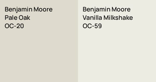 Benjamin Moore Pale Oak vs. Benjamin Moore Vanilla Milkshake comparison