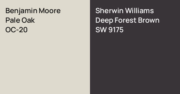 Benjamin Moore Pale Oak vs. Sherwin Williams Deep Forest Brown comparison
