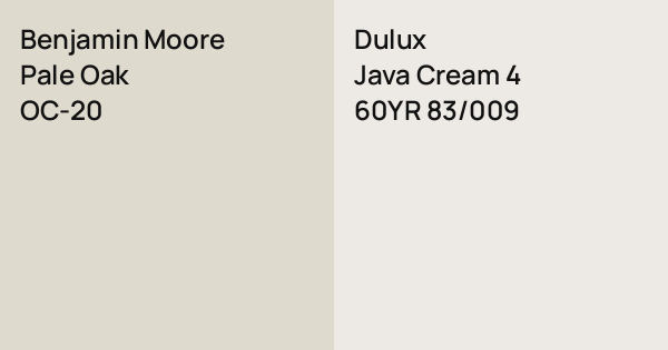 Benjamin Moore Pale Oak vs. Dulux Java Cream 4 comparison