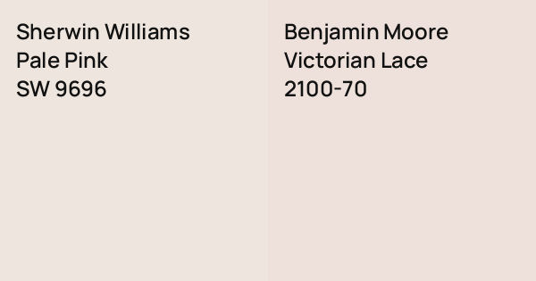 Sherwin Williams Pale Pink vs. Benjamin Moore Victorian Lace comparison