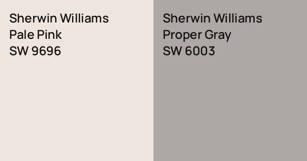 Sherwin Williams Pale Pink vs. Sherwin Williams Proper Gray comparison