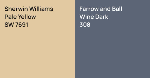 Sherwin Williams Pale Yellow vs. Farrow and Ball Wine Dark comparison