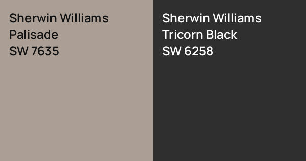 Sherwin Williams Palisade vs. Sherwin Williams Tricorn Black comparison