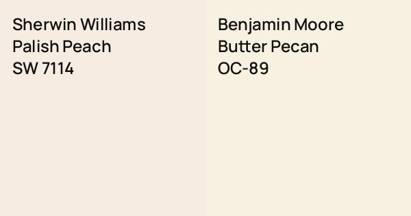Sherwin Williams Palish Peach vs. Benjamin Moore Butter Pecan comparison