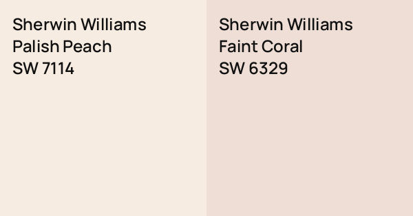 Sherwin Williams Palish Peach vs. Sherwin Williams Faint Coral comparison