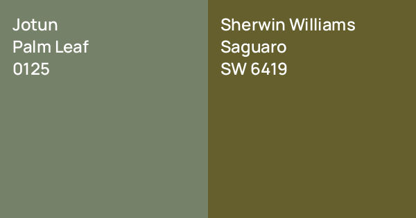 Jotun Palm Leaf vs. Sherwin Williams Saguaro comparison