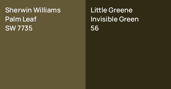 Sherwin Williams Palm Leaf vs. Little Greene Invisible Green comparison