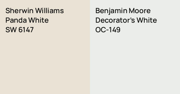 Sherwin Williams Panda White vs. Benjamin Moore Decorator's White ...