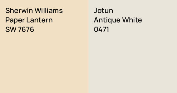 Sherwin Williams Paper Lantern vs. Jotun Antique White comparison