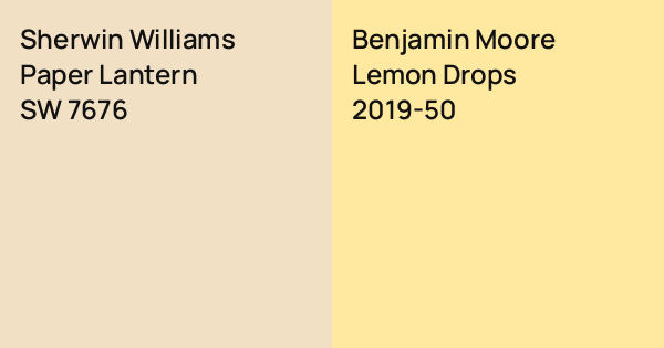 Sherwin Williams Paper Lantern vs. Benjamin Moore Lemon Drops comparison