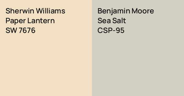 Sherwin Williams Paper Lantern vs. Benjamin Moore Sea Salt comparison