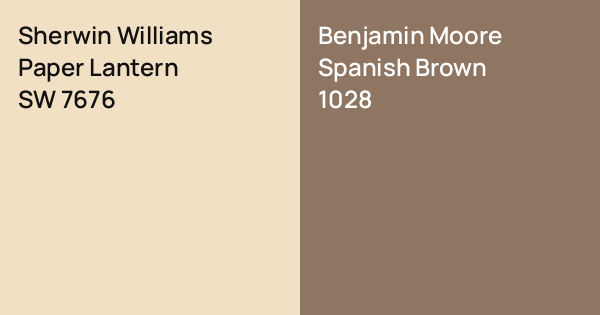 Sherwin Williams Paper Lantern vs. Benjamin Moore Spanish Brown comparison