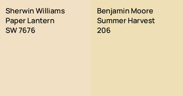 Sherwin Williams Paper Lantern vs. Benjamin Moore Summer Harvest comparison
