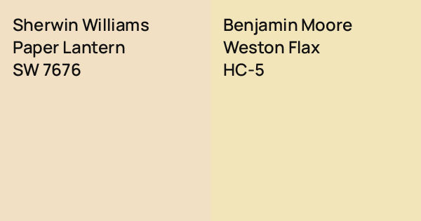 Sherwin Williams Paper Lantern vs. Benjamin Moore Weston Flax comparison