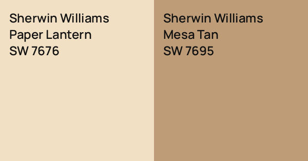 Sherwin Williams Paper Lantern vs. Sherwin Williams Mesa Tan comparison